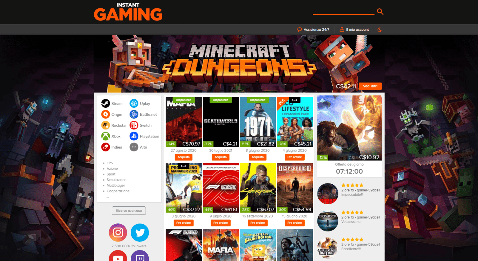 Servizio assistenza clienti Instant Gaming