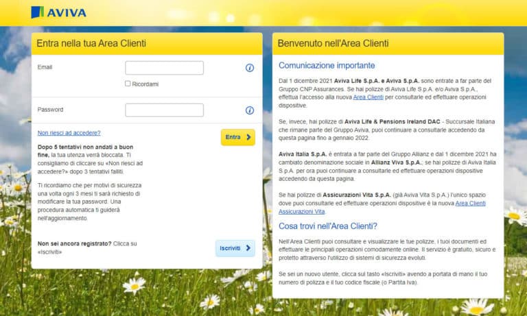 Servizio assistenza clienti Aviva