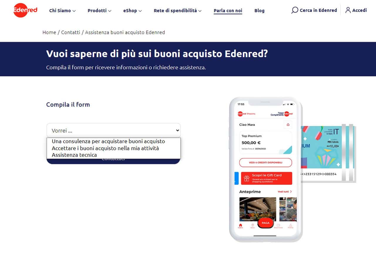 Servizio assistenza clienti Edenred