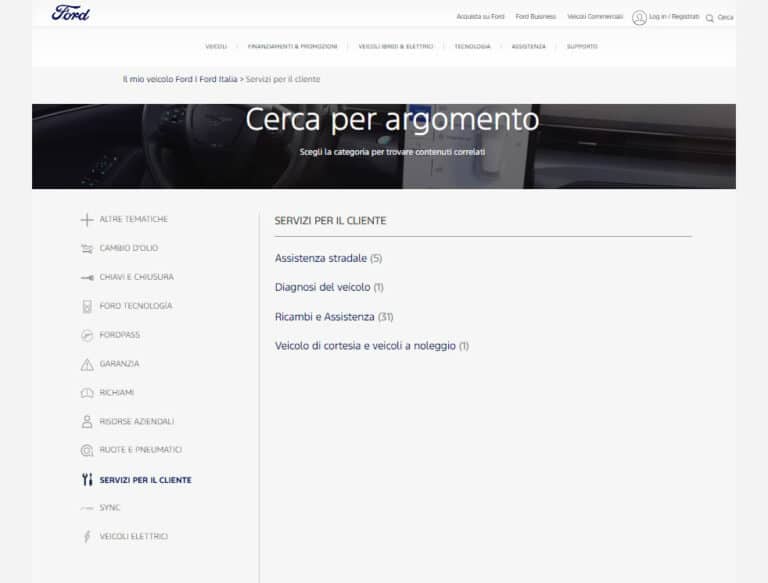 Servizio assistenza clienti Ford