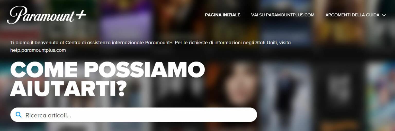 Servizio assistenza clienti Paramount+