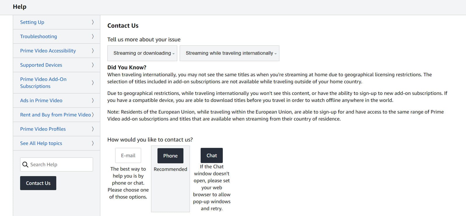 Assistenza Prime Video: come contattare il servizio clienti